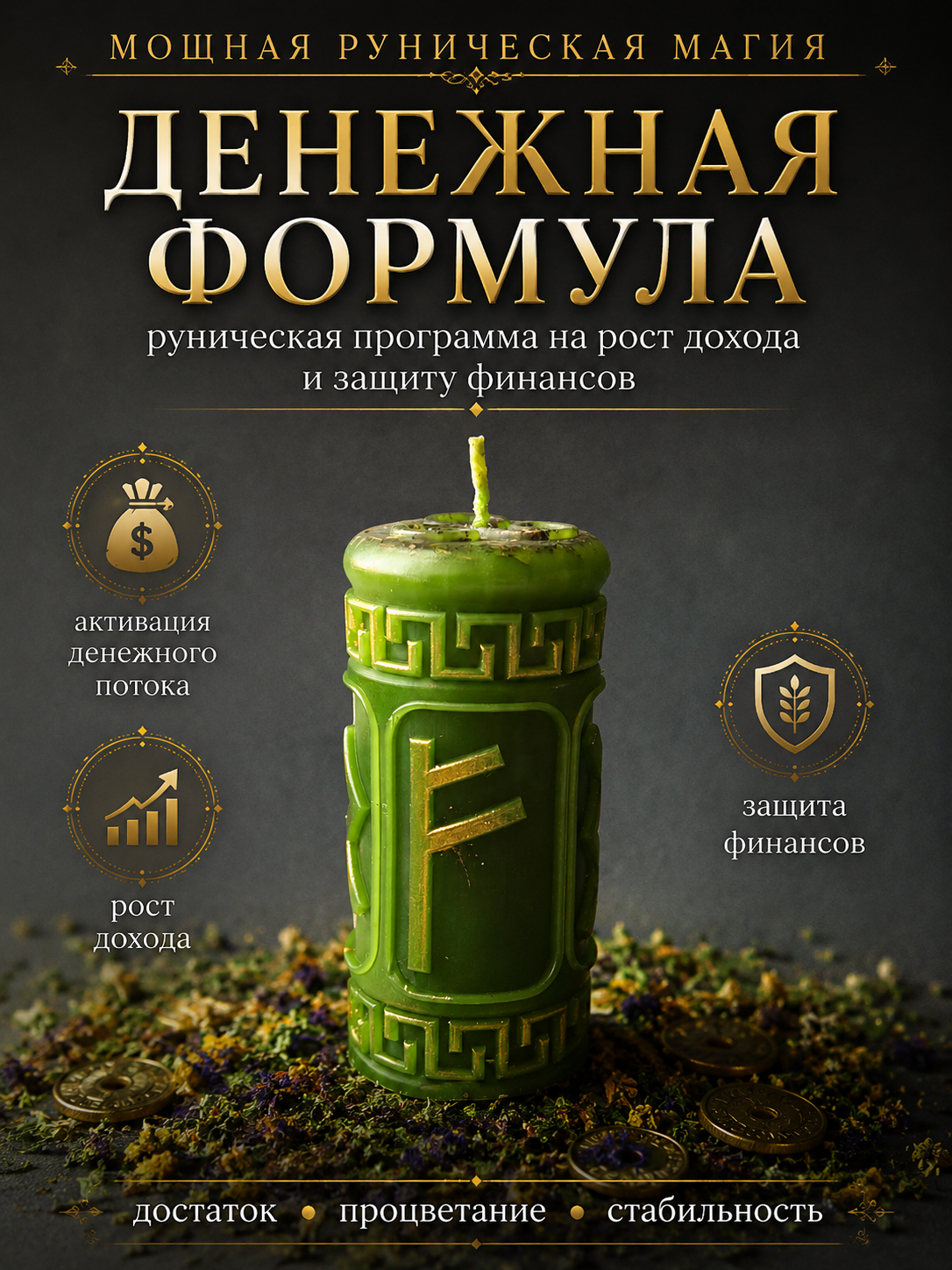Руническая программная свеча Денежная Формула
