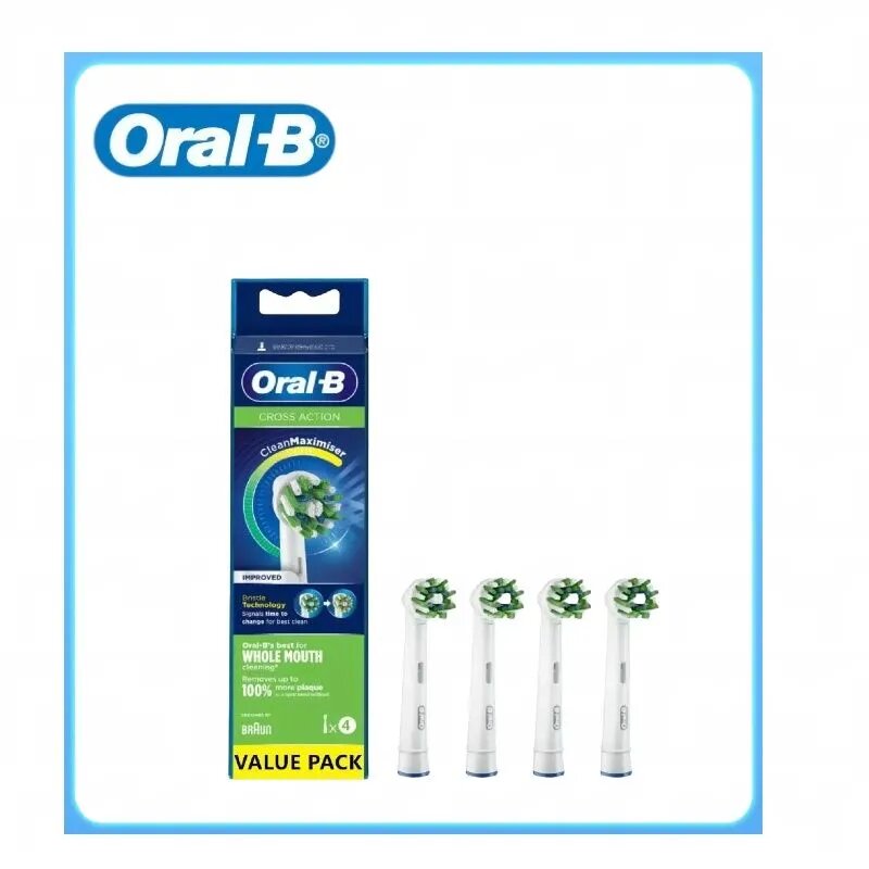 Сменные насадки для зубных щеток Braun Oral-B Cross Action от Oral-B EB50, упаковка из 4 шт