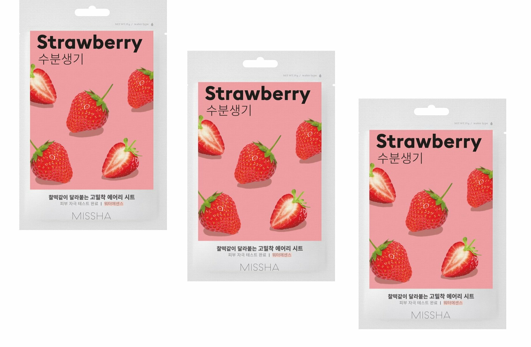 Маска Missha для лица для выравнивания тона кожи с экстрактом клубники Missha Airy Fit sheet mask Strawberry 19 г 3шт