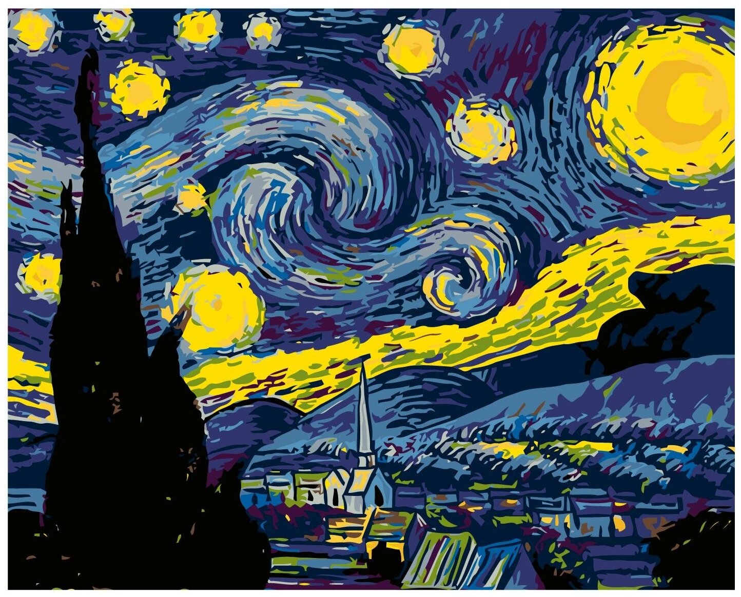 Звезды в ночи Раскраска картина по номерам на холсте