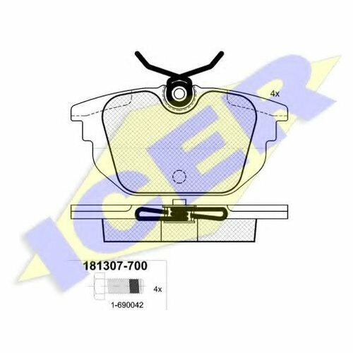 Комплект задних тормозных колодок Icer 181307-700 для Alfa Romeo 145 (1994-2001), Alfa Romeo 146 (1994-2001), Alfa Romeo GTV (1994-2005)