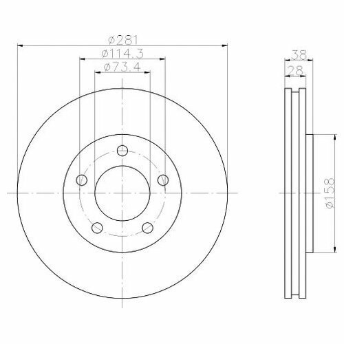 Тормозной диск передний Textar 92108300 для Chrysler RAM VAN VAN RG, Voyager IV; Dodge Caravan, GRANDCARAVAN