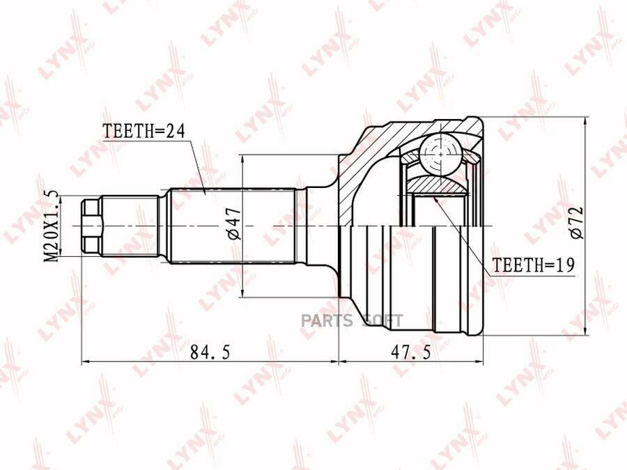 CO1821 LYNXAUTO co1821 ШРУС наружный | перед прав/лев | CO-3708 N-3129-2H N-3169-2H 0910-014 814061 DA-014 DA-14 DA-24 DH-1
