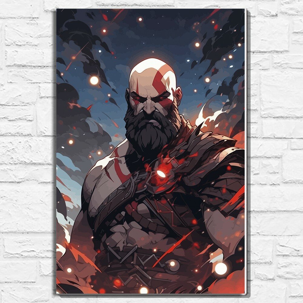 Картина по номерам на холсте игра God of war (GOW, Ярость Кратоса, PS, PC, XBOX) - 15033 В 60x40