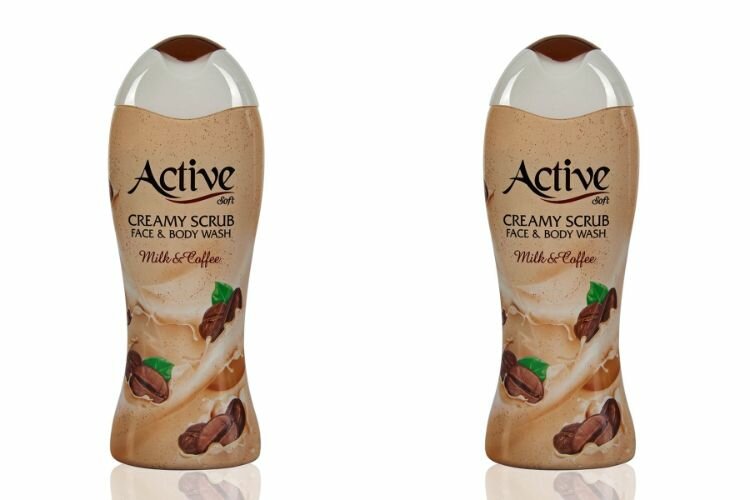 ACTIVE Гель-скраб для душа Кофе с молоком, кремовый, 400 мл, 2 уп