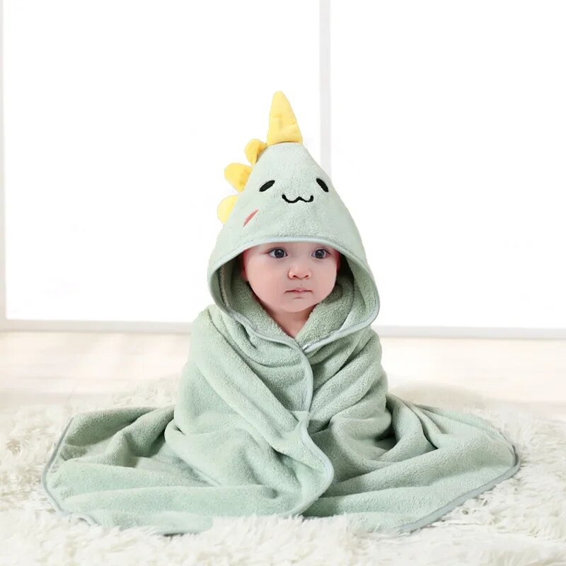Детское полотенце с капюшоном Динозавр, Green dinosaur
