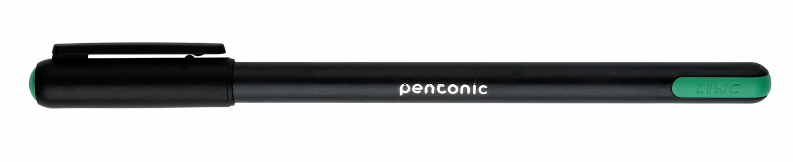 Шариковая ручка LINC "Pentonic", зеленая, 1 мм, черный круглый корпус, игольчатый наконечник (7024-G)