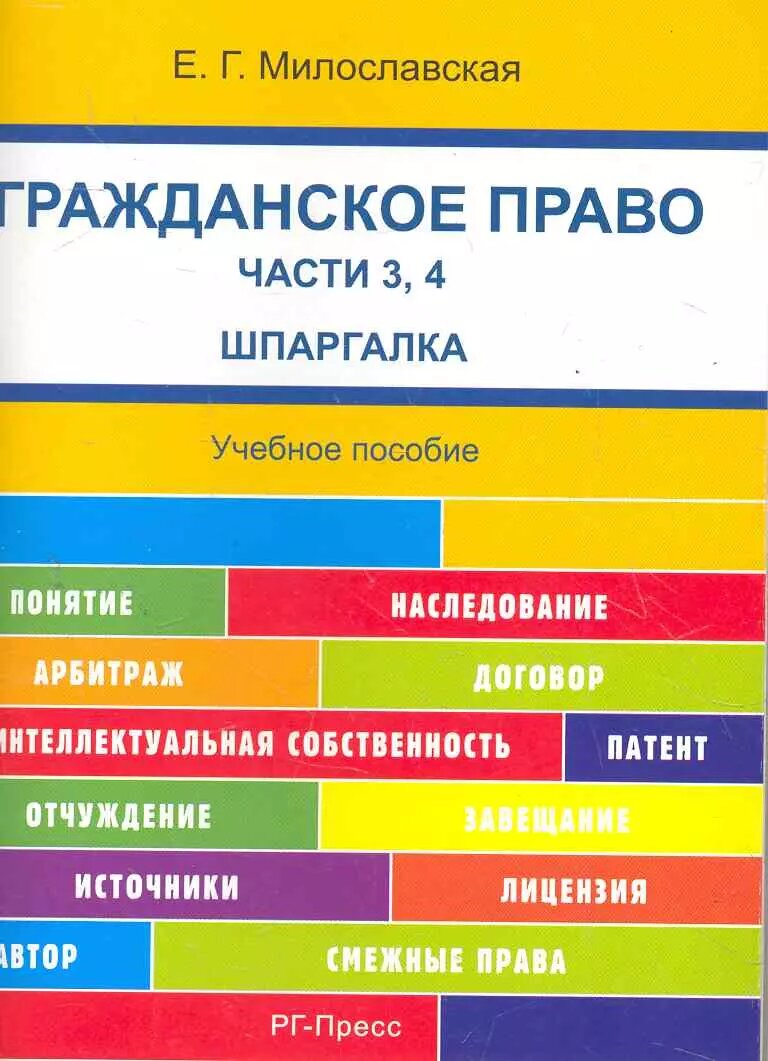 Шпаргалка по гражданскому праву. Части 3, 4 (карман.). Уч. пос.-2-е изд. (Елена Милославская)
