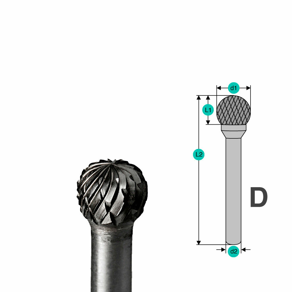 Фреза TORGWIN D1009M06, сферическая, твердосплавная, для металла, рабочая высота 9 мм