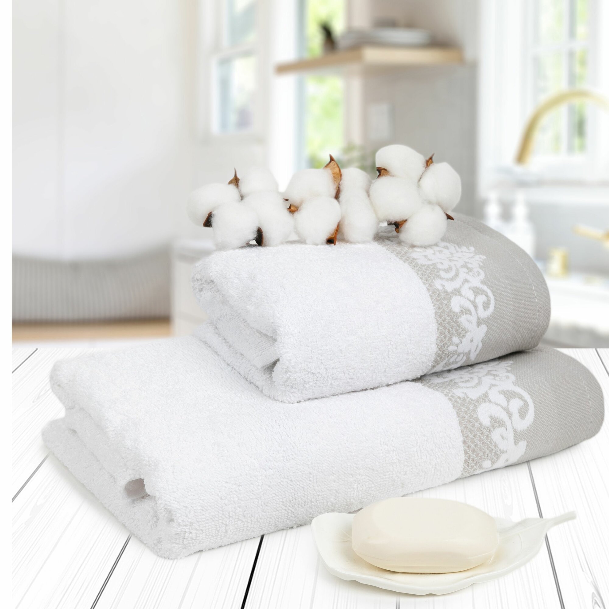 Набор банных махровых полотенец 2 шт, ONDA BLU, 100 % хлопок