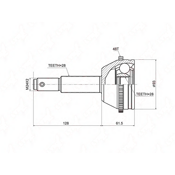 LYNXAUTO CO-3668A (12011961 / 1434479 / 1434481) шрус наружный к-кт 1434479\ Ford (Форд) Transit (Транзит) 2.2tdci 06