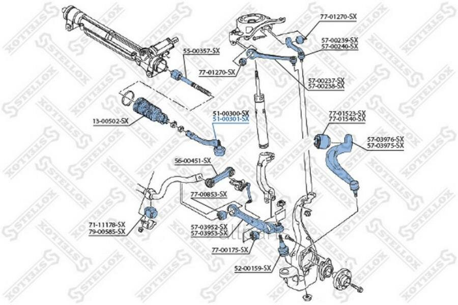 STELLOX 5100301SX наконечник рулевой правый!\ Audi A4/A5 1.8TFSI-3.2FSi quattro 07>