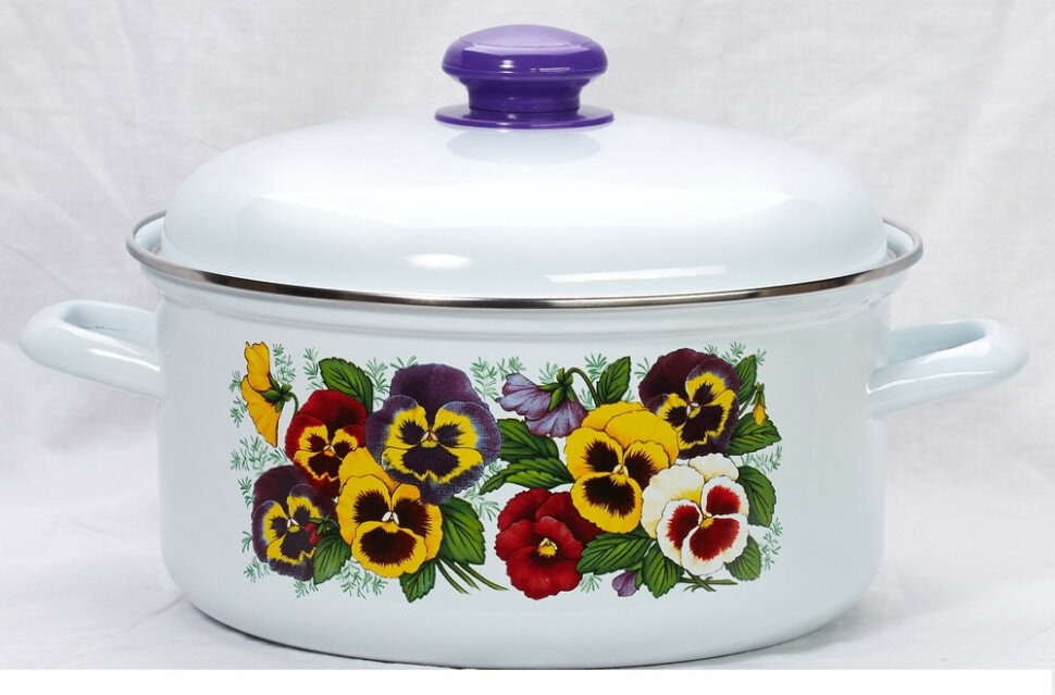 Лысьвенские эмали С-1515АП2, Кастрюля 4,5л цилиндрическая низкая эмаль, г. Лысьва