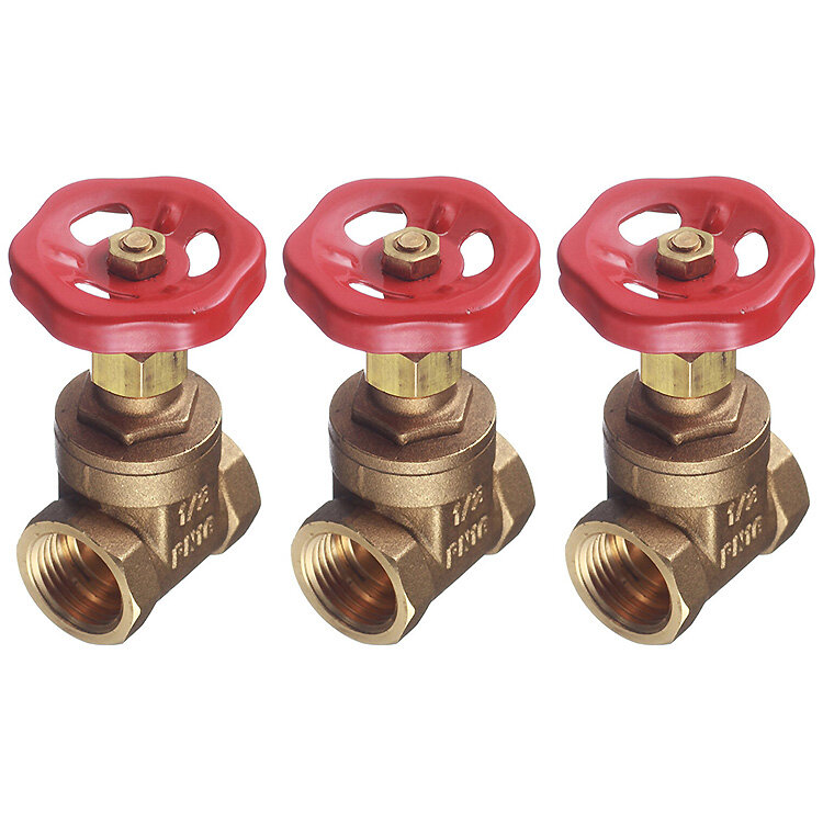 Задвижка клиновая латунь 1/2 ВР(г) х 1/2 ВР(г) вентиль (3 шт.)