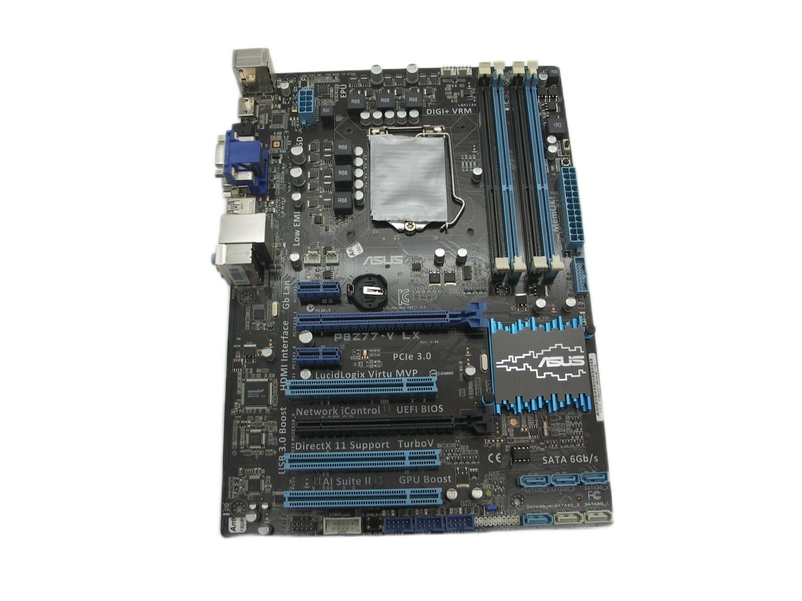 Материнская плата S-1155 ASUS P8Z77-V LX REV.2.00, 4xDDR3/PCI-E/GbLAN/Sb/VGA/DVI/HDMI/USB3.0/ATX, без планки