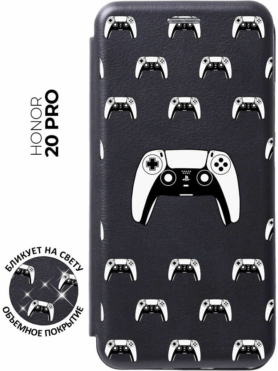Чехол-книжка Controller Pattern на Honor 20 Pro / Хонор 20 Прос 3D эффектом черный