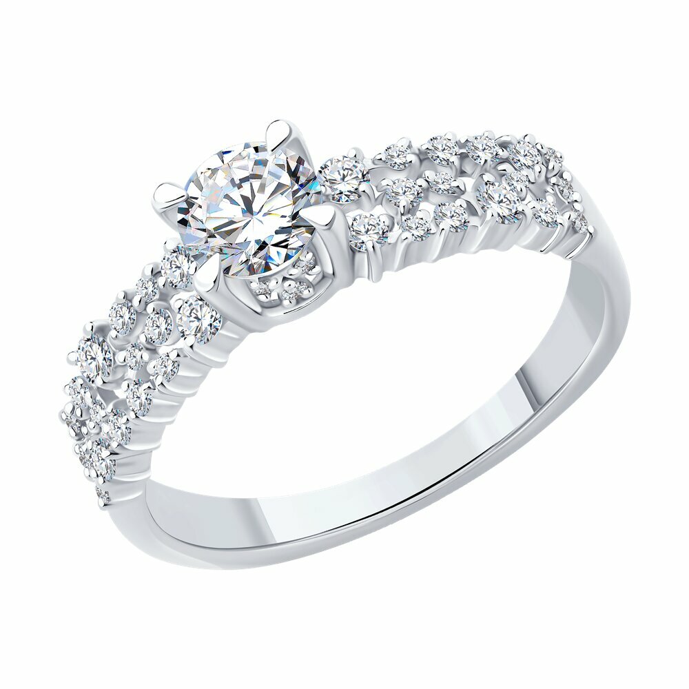 Кольцо, белое золото, 585 проба, бриллиант выращенный