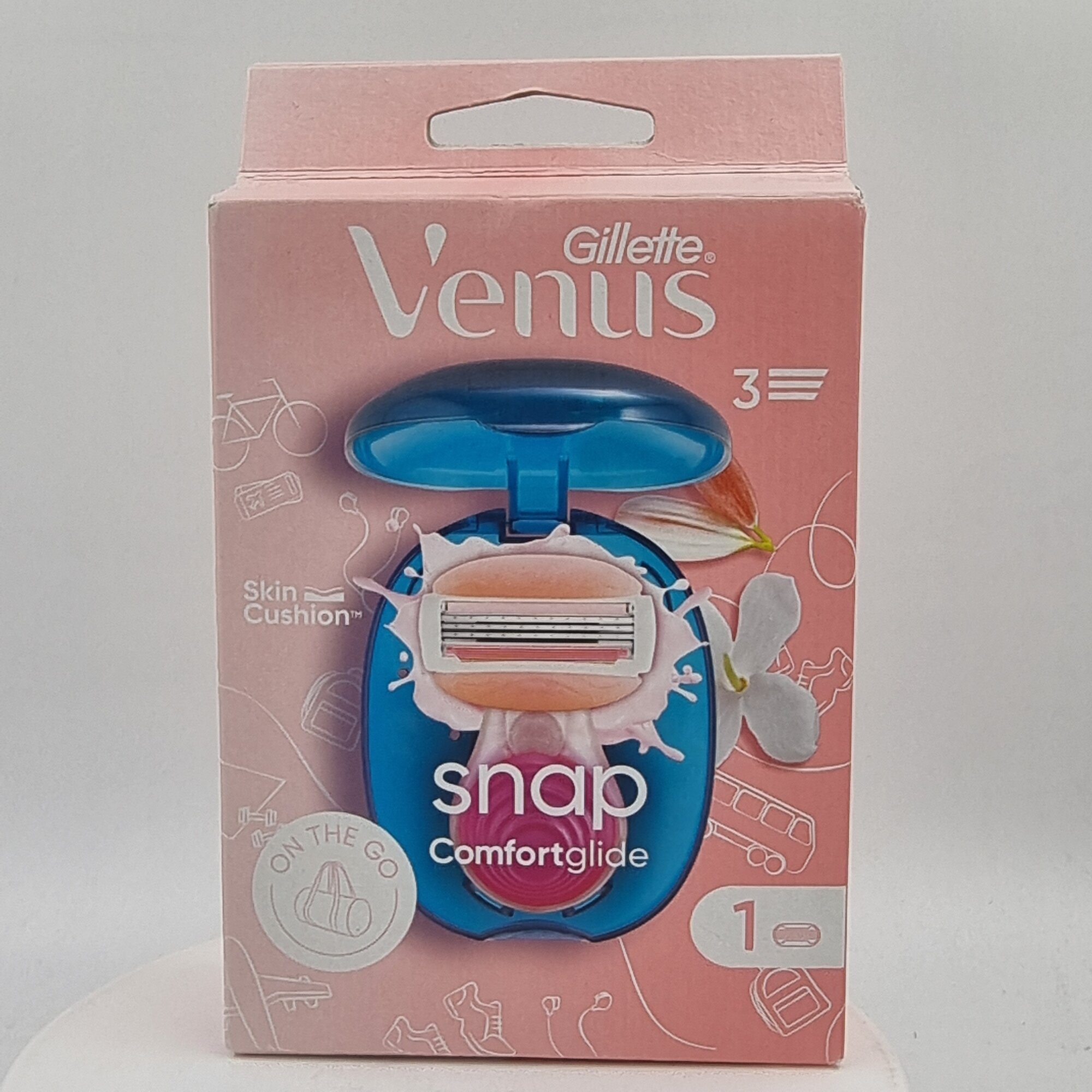 GILLETTE VENUS Snap EMBRACE Компактная бритва (станок+1 кассета) Travel Size пластиковый чехол розового цвета.