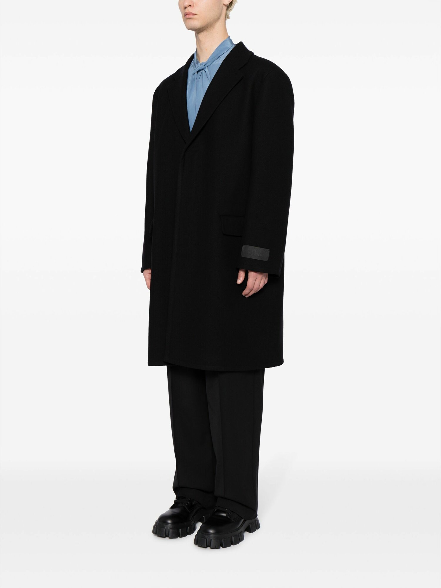 Пальто Valentino Single-breasted wool-blend coat, размер 48, черный — фото 1