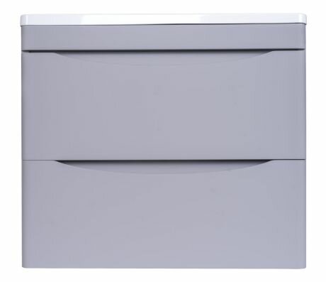 Тумба с раковиной Style Line Бергамо мини 60 (2 ящ.) подвесная, Люкс антискрейтч серый, PLUS