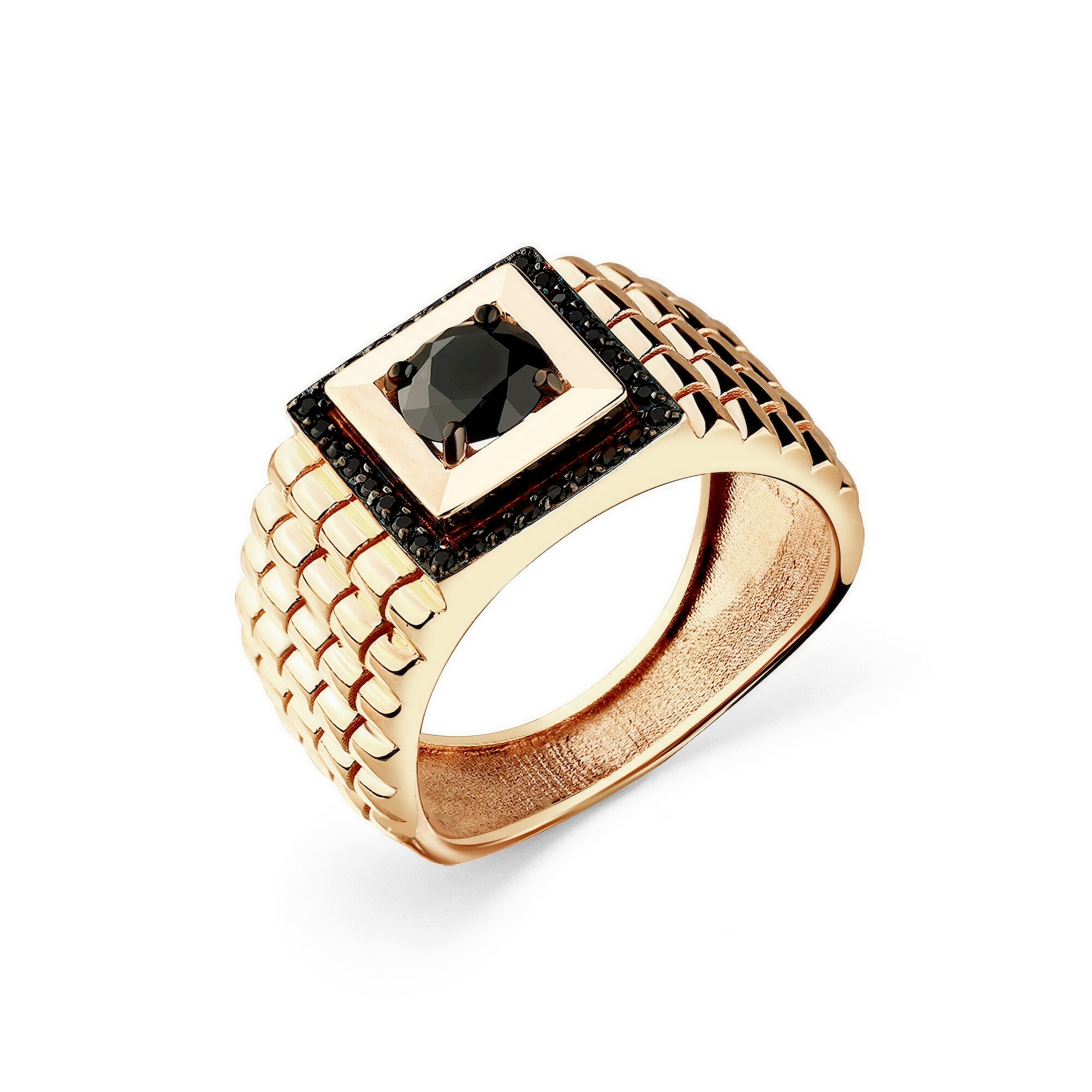 Печатка, красное золото, 585 проба, фианит