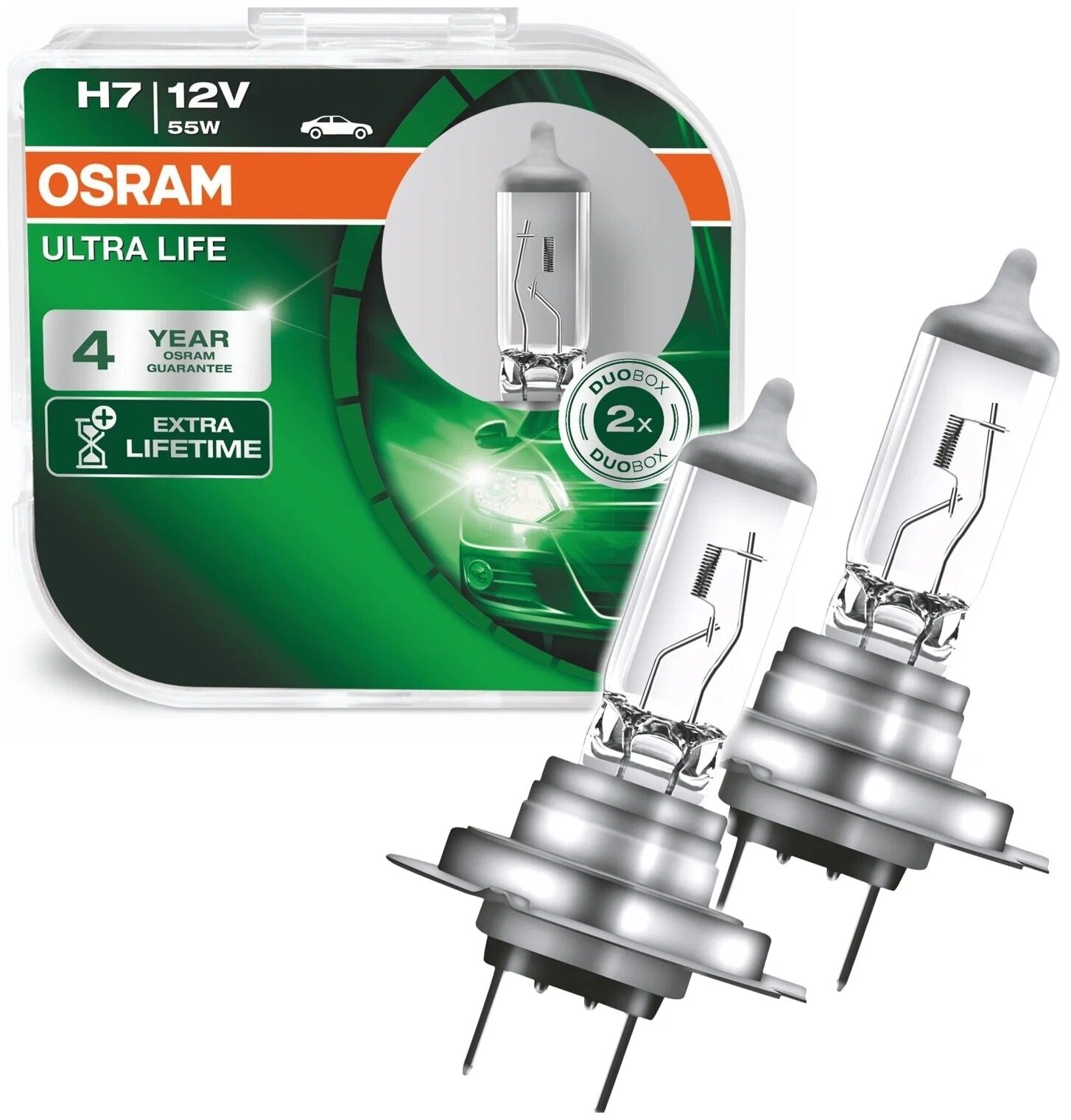 Лампы H7 12V 55W увелич. срок службы UlLTRA LIFE (box 2шт) OSRAM 64210ULT-HCB