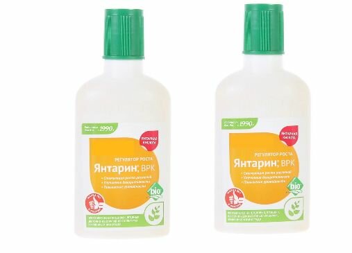 Биостимулятор роста Янтарин 2 шт по 100 мл, для ускорения цветения и созревания урожая, повышает устойчивость к погодным условиям и инфекциям, помогает повысить урожайность