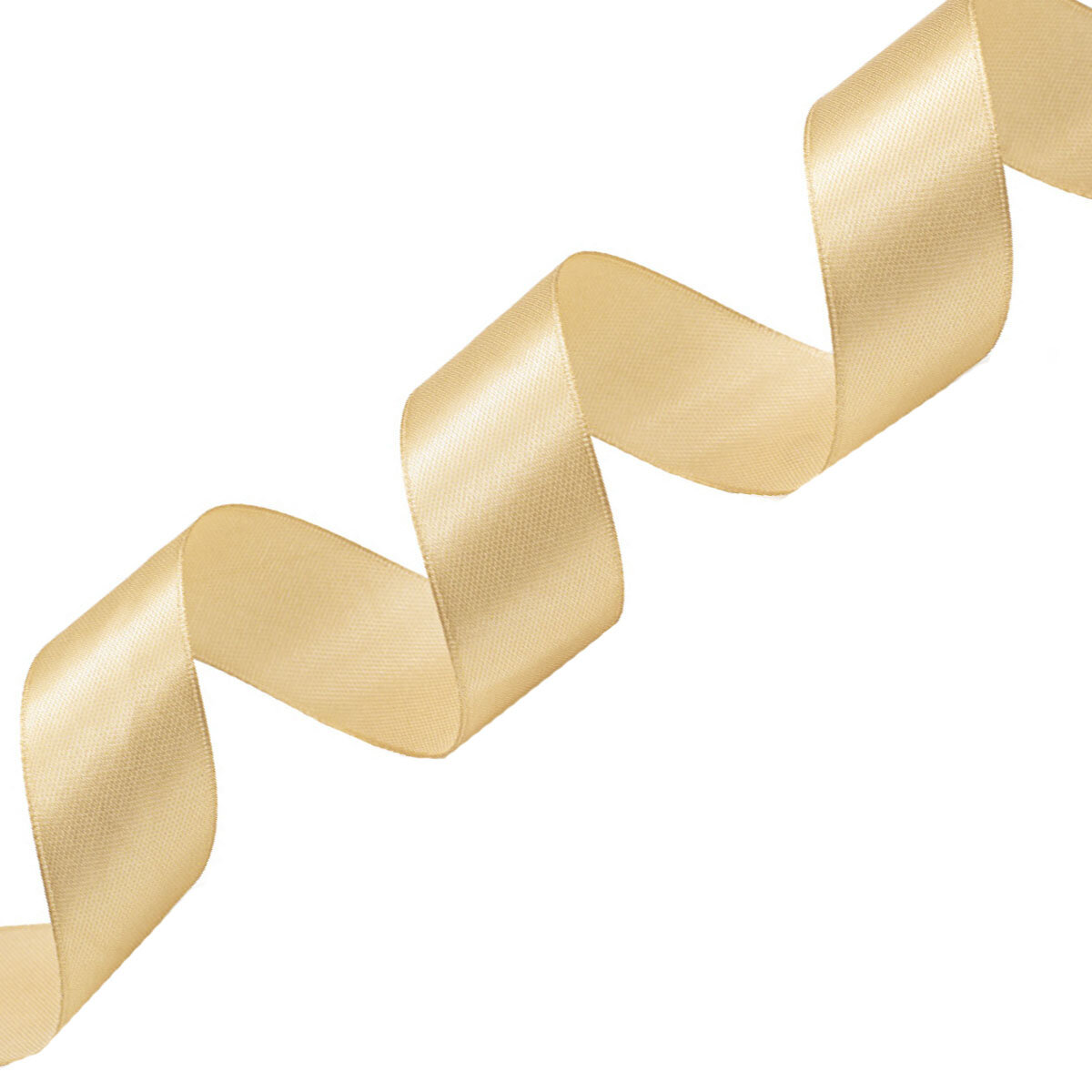 Лента атласная 25 мм*22,86 м, упаковочная, для подарков, рукоделия и шитья, Айрис (054 золотисто-бежевая)