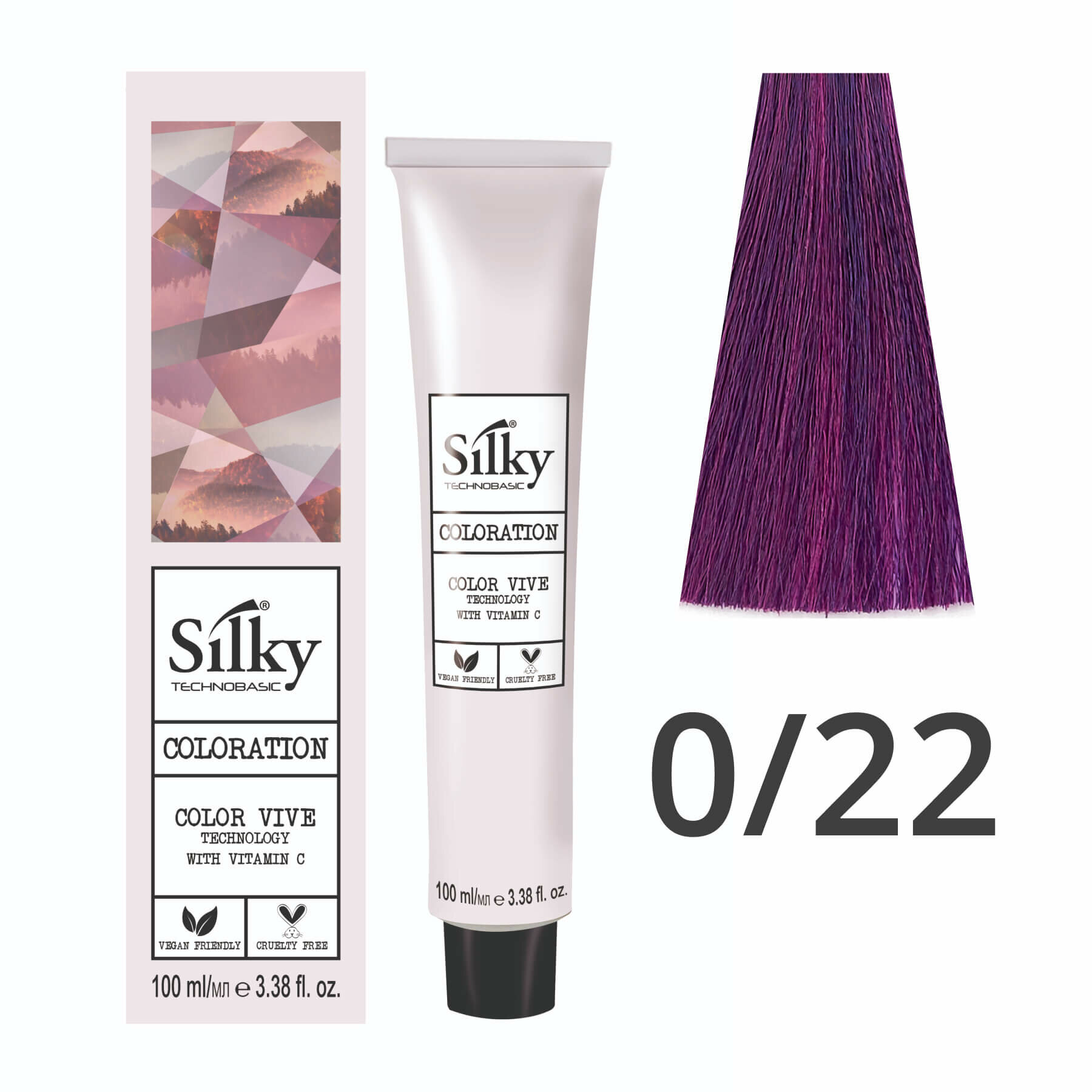 Краска для волос профессиональная Silky Color Vive/Ultralift 0/22 Фиолетовый усилитель, 100 мл