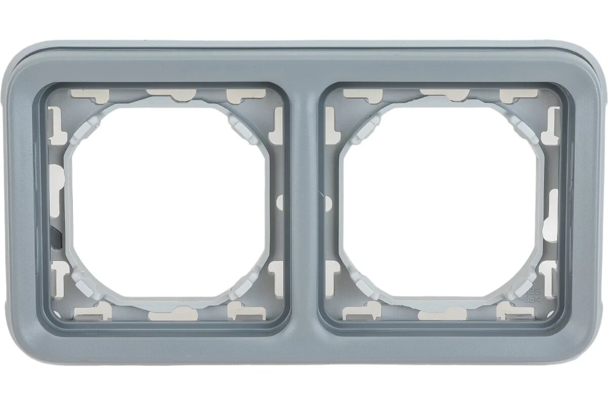Legrand Суппорт с рамкой Plexo серый, 2 поста, встроенный монтаж, 069683