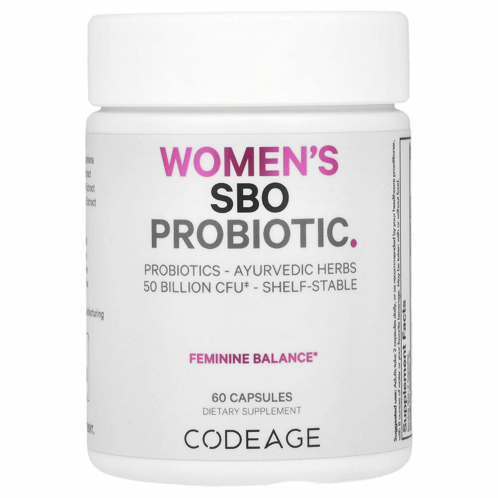 Codeage, SBO Probiotic, пробиотики для женщин, 60 капсул