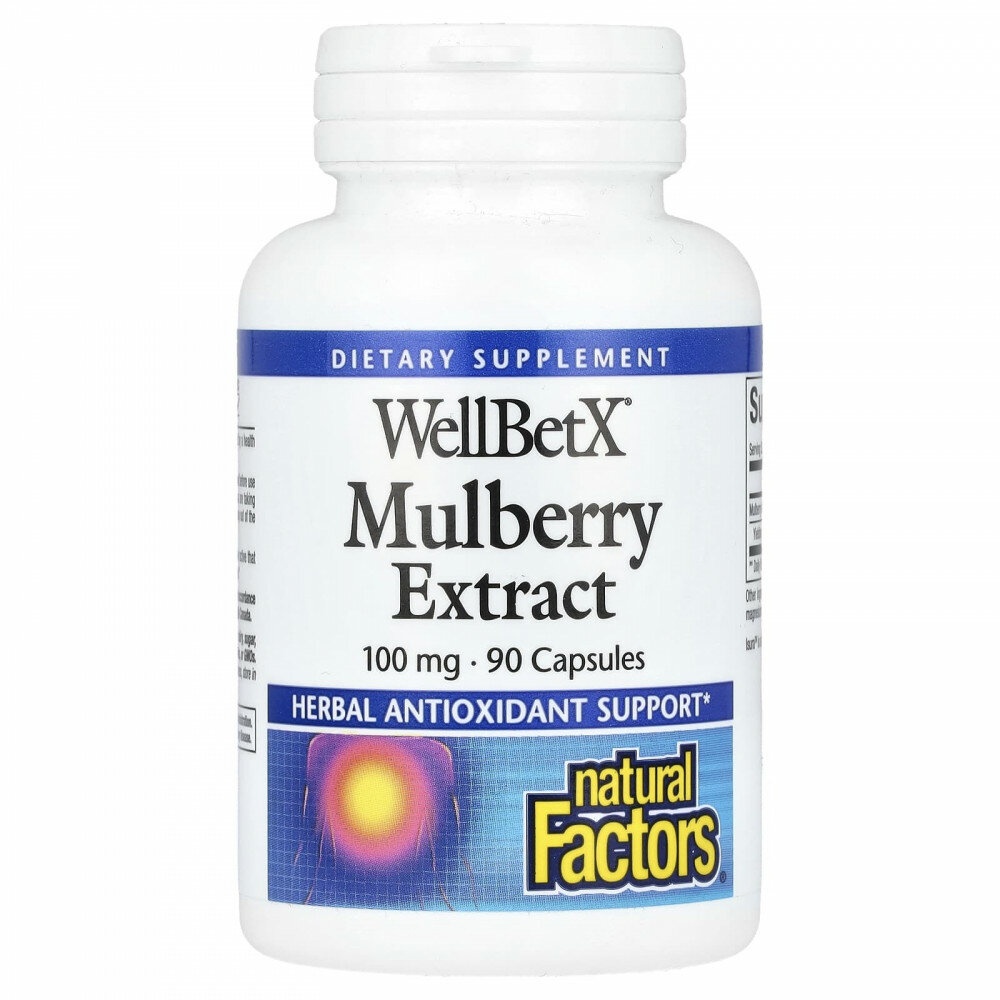 Natural Factors, WellBetX, экстракт шелковицы, 100 мг, 90 капсул