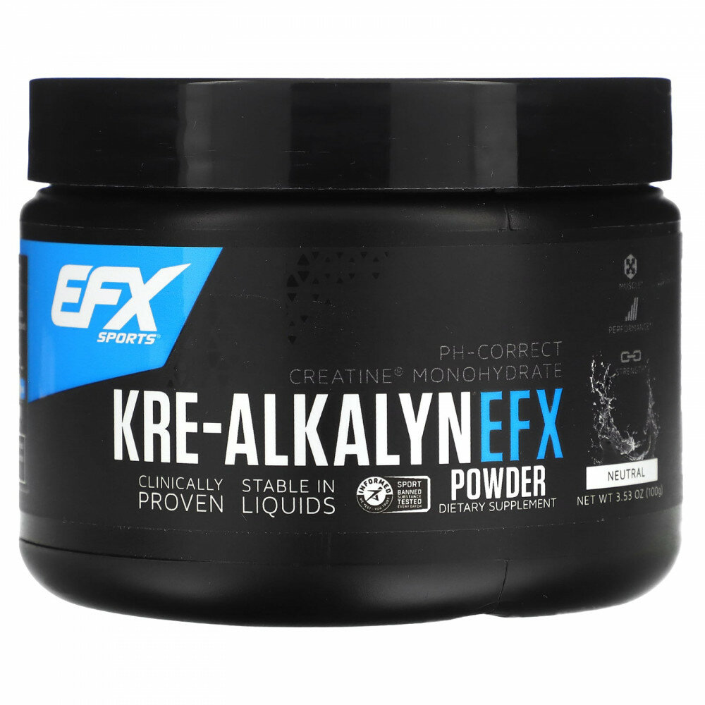EFX Sports, pH-Correct®, моногидрат креатина, Kre-Alkalyn EFX, нейтральный, 100 г (3,53 унции)