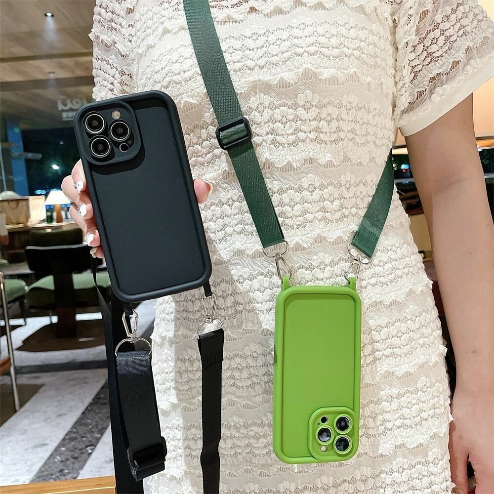 Чехол для телефона iPhone 13 Pro Max, противоударный мягкий силиконовый чехол со шнурком