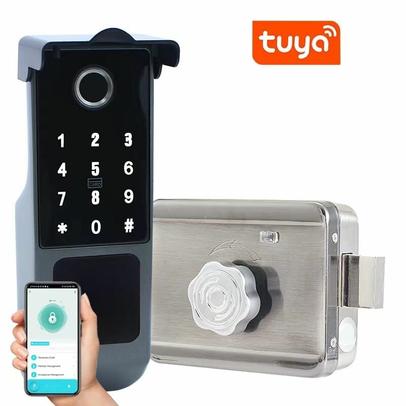 Умный дверной смарт-замок с приложением Tuya, с Wi-Fi, отпечаток пальца, пароль, карта ключ, защита IP65