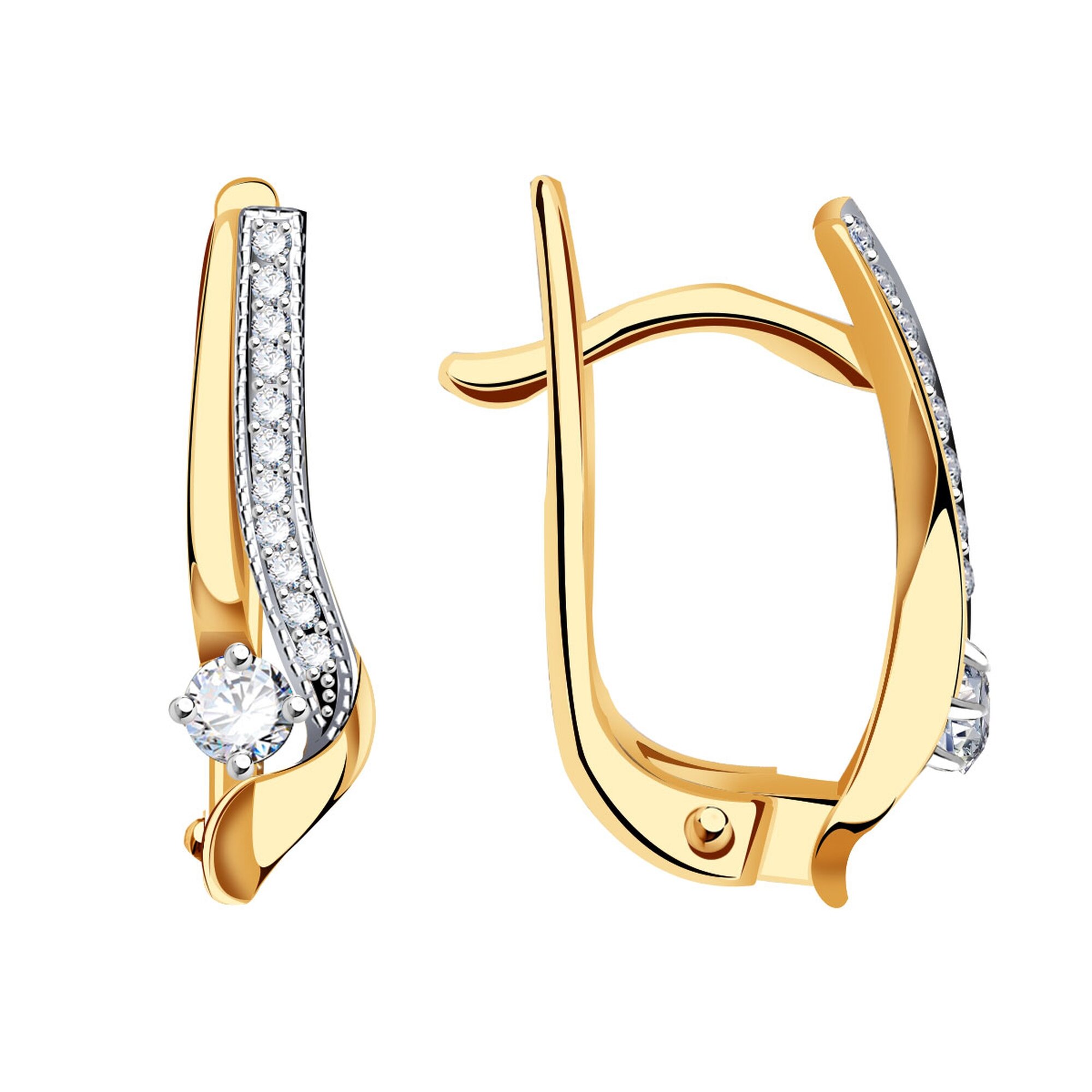 Серьги Diamant online, красное золото, 585 проба, бриллиант