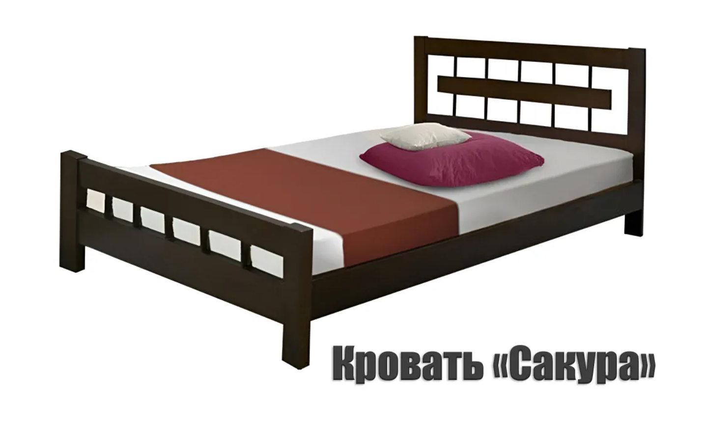 Кровать "Сакура" из массива сосны 90x200 см, Венге 3