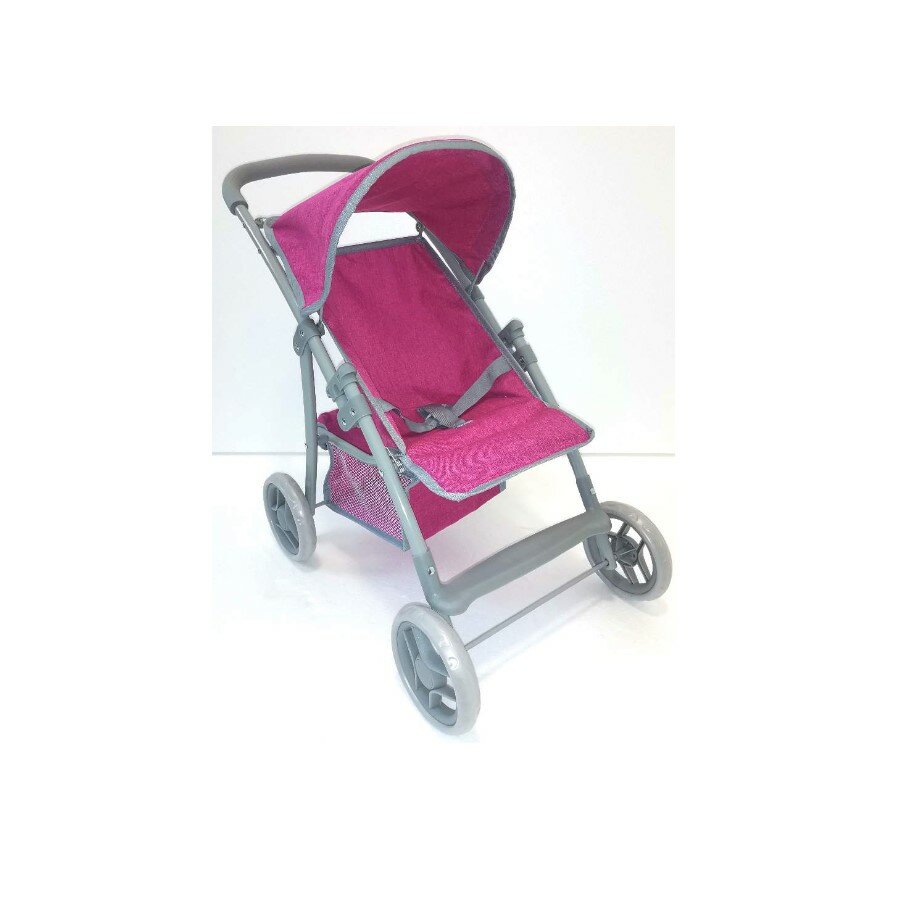 Коляска прогулочная Melobo для кукол, цикламеновый меланж с серым 9304B/цвeт№4