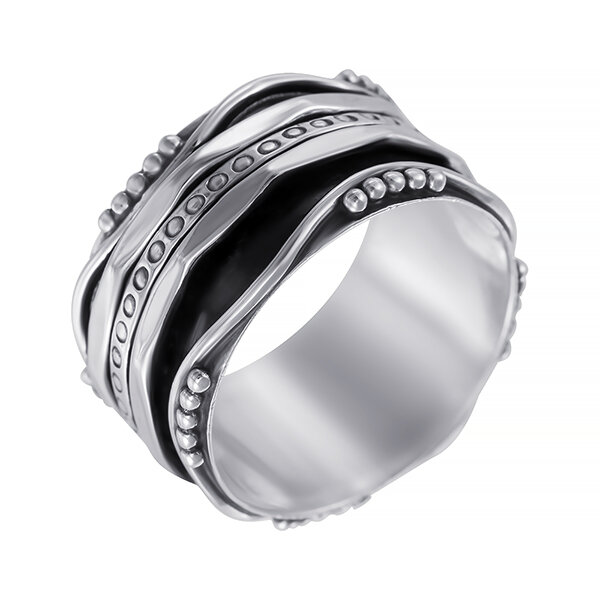 Кольцо широкое, серебро, 925 проба, родирование, эмаль