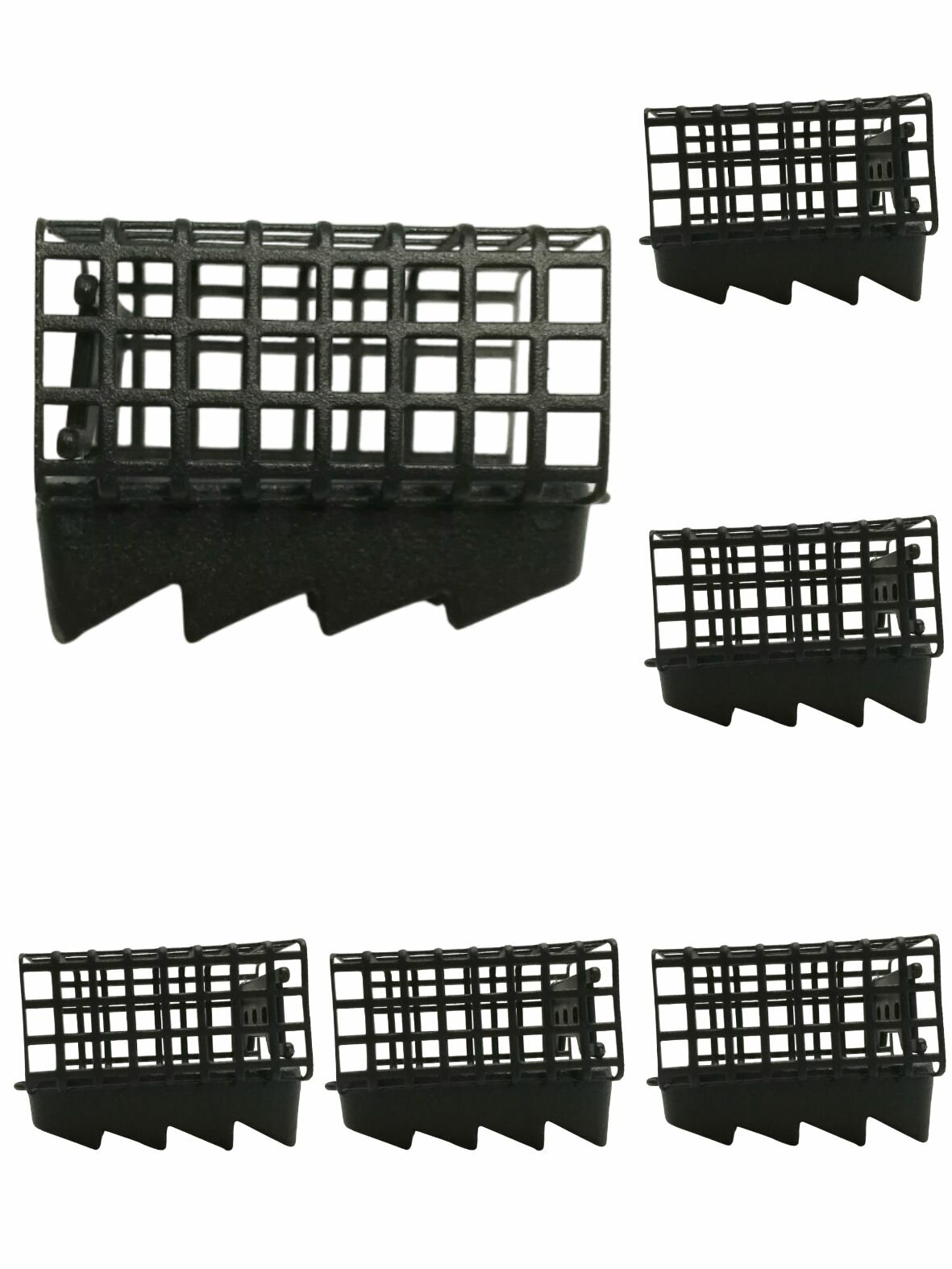 6 шт. Кормушка фидерная Черная с грунтозацепом 110 гр. для реки с умеренным или сильным течением