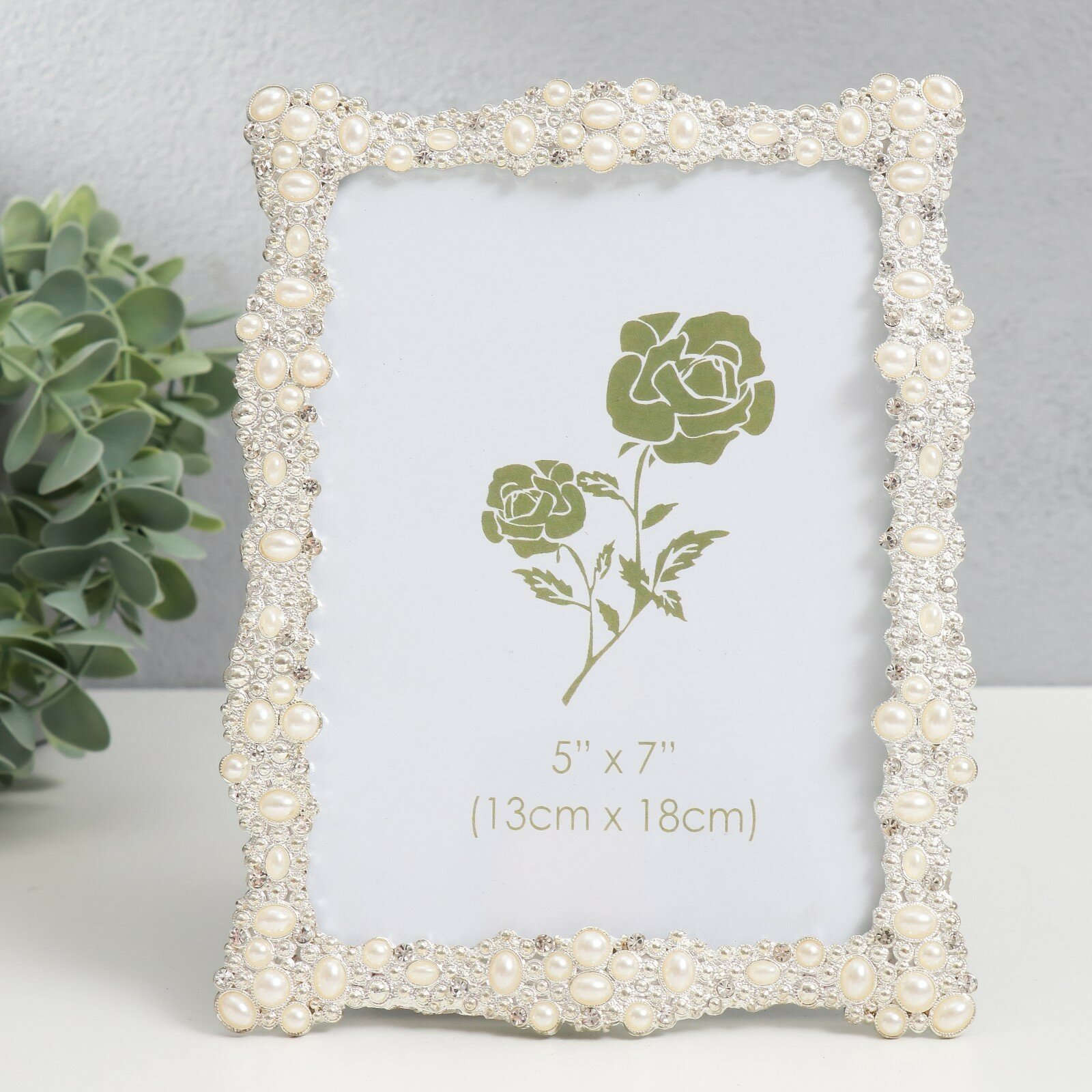 Фоторамка для фото 13×18 см «Жемчужные волны», стразы, 15×19.7 см