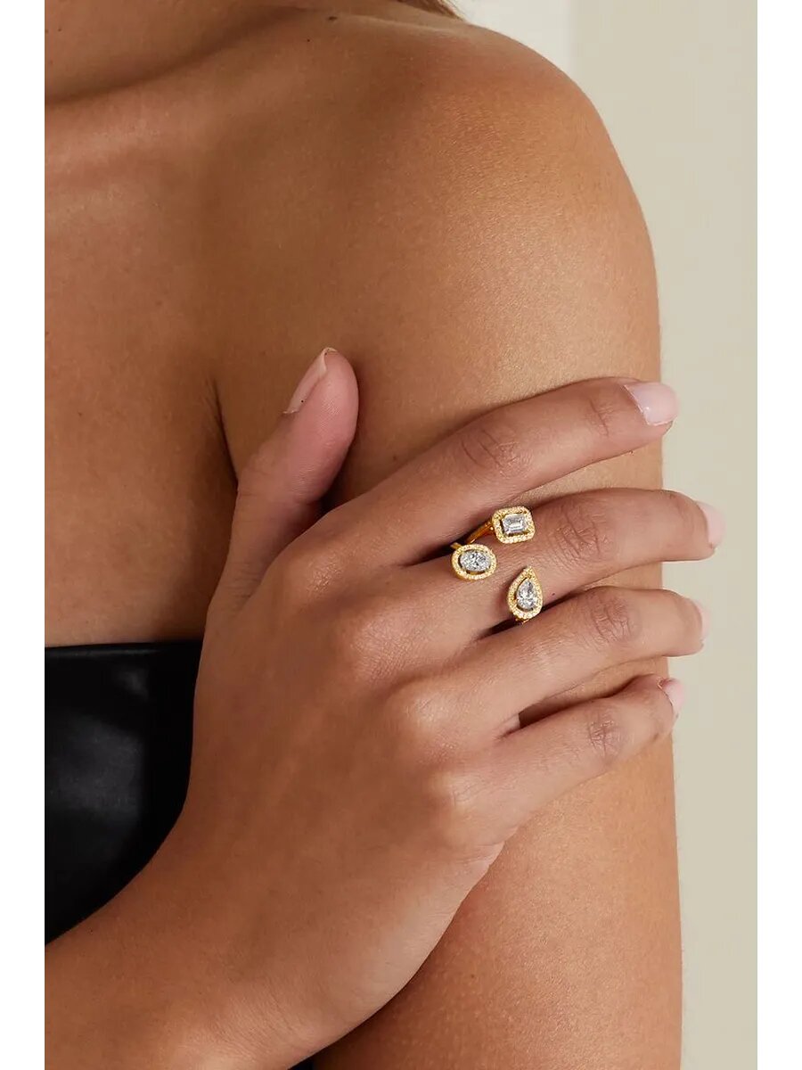 Кольцо, фианит, циркон, кристалл