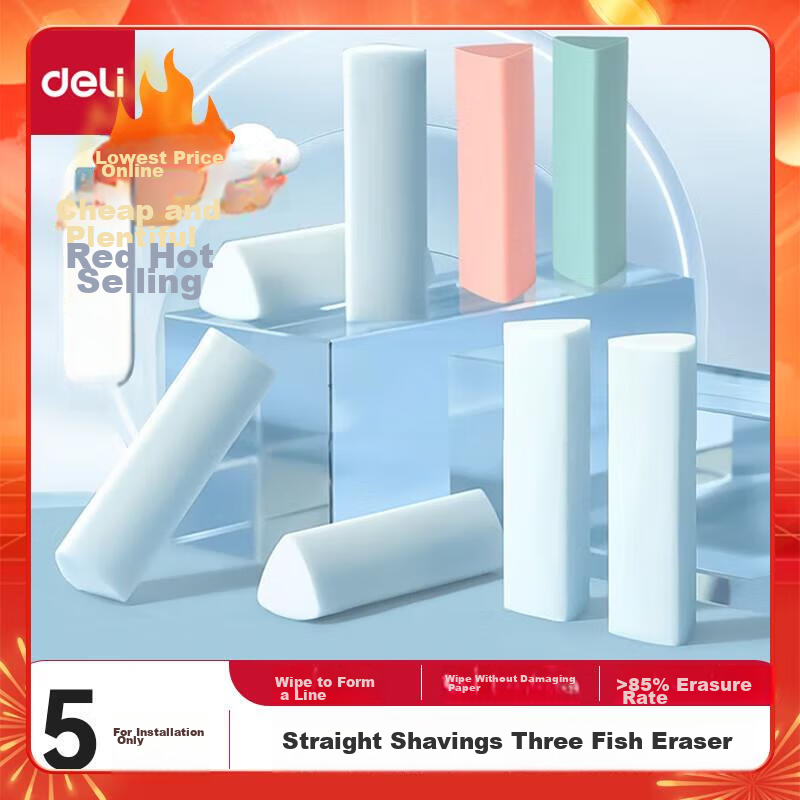 [Lowest Price Online] Deli Eraser with Dust Collection, Triangular Eraser for Back-To Supplies, Elementary School Students' Special Eraser for Cleaning Lines, Clean without Leaving Marks, Children's Sketching And Art Eraser, 5-Pack Colorful