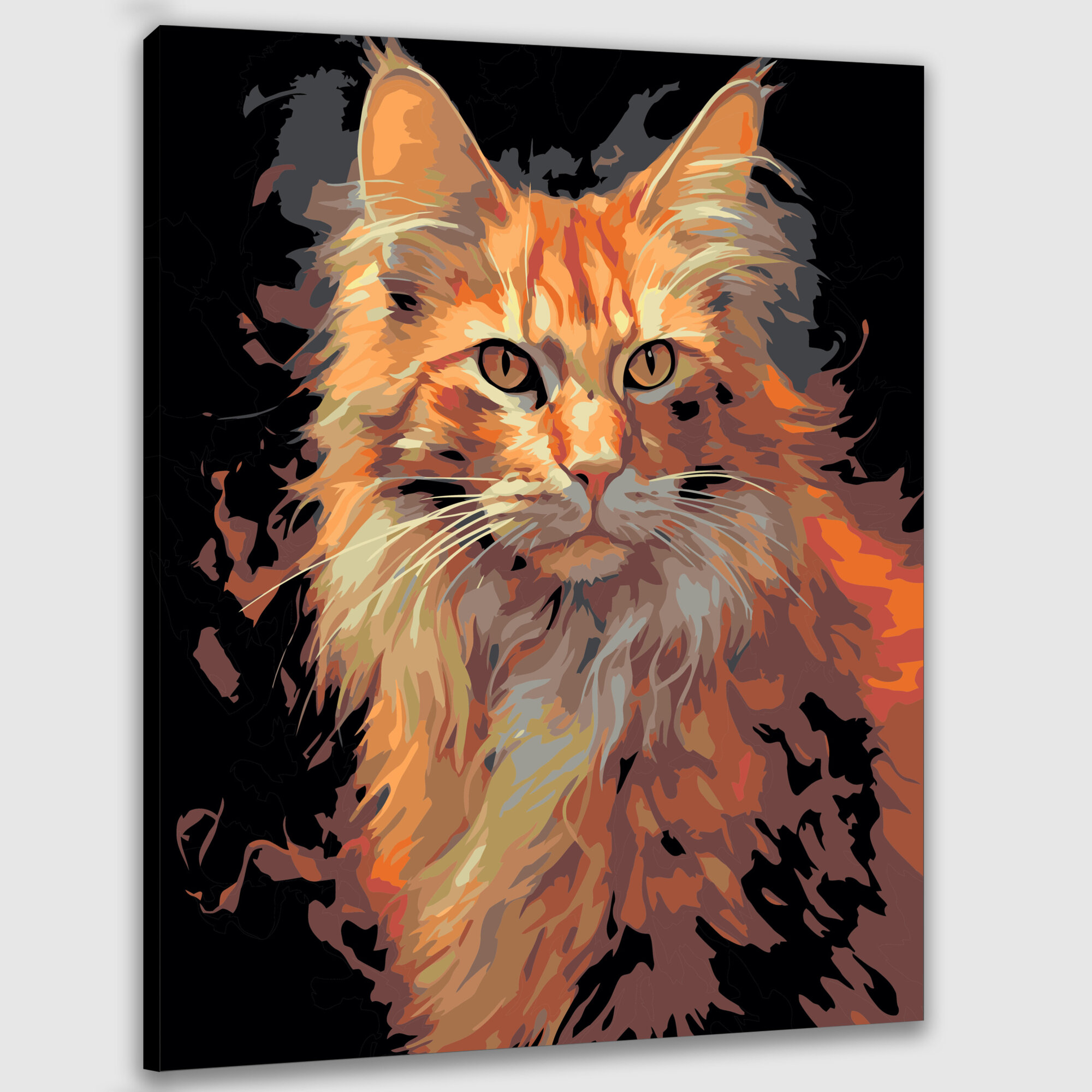 Картина по номерам 40x50 см, картина маслом, кошка породы мейн-кун, царственные манеры, благоговейный трепет, размеры