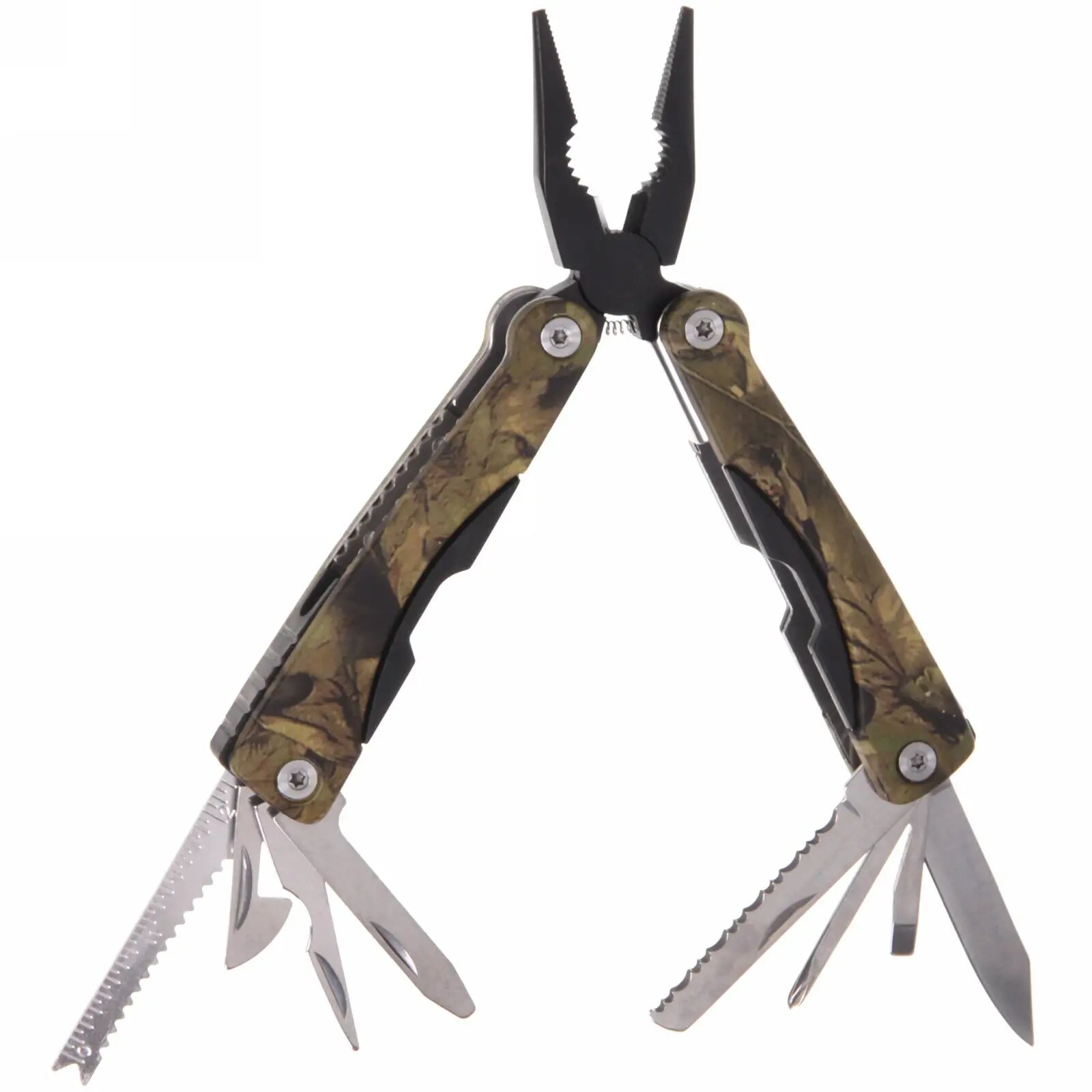 Мультитул складной 9-в-1, камуфляжный, металл, 10.5 см, с чехлом для туризма и кемпинга