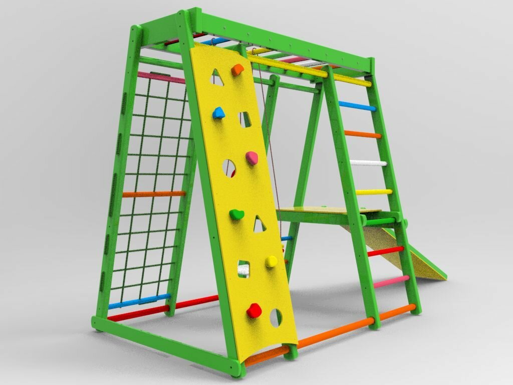 Детский спортивный комплекс Богатырь Фрогги деревянный с качелями