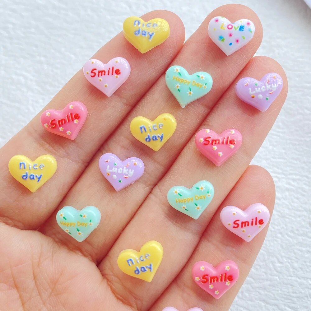 Мини-буквы сердце, 50шт, Mixed, Color: Розовый