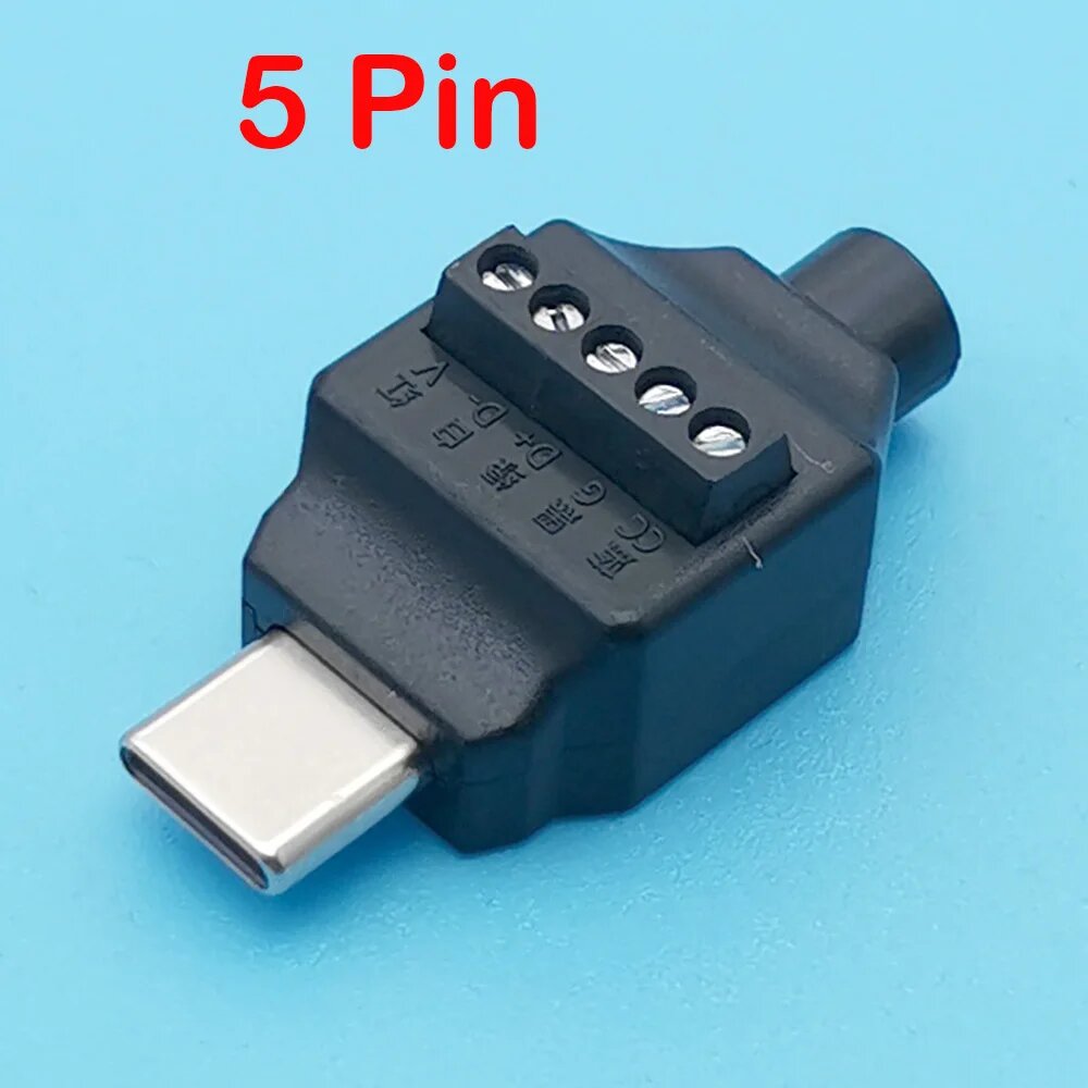 USB Type-C 5 Pin Беспаечный Разъем Черный