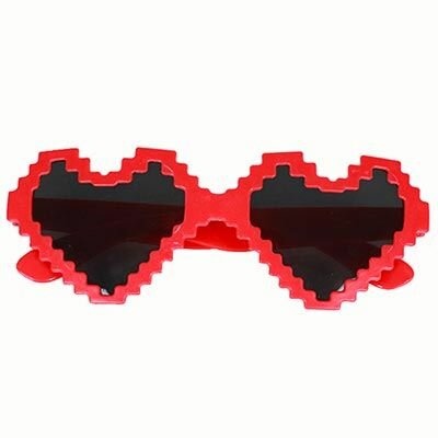 Очки карнавальные КНР Сердца Пиксели, красные, тематические вечеринки