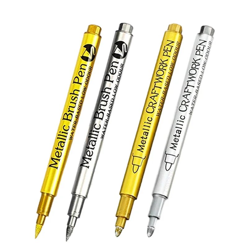 Металлические маркеры-кисти, желтый, Brush-hard, 4 шт.